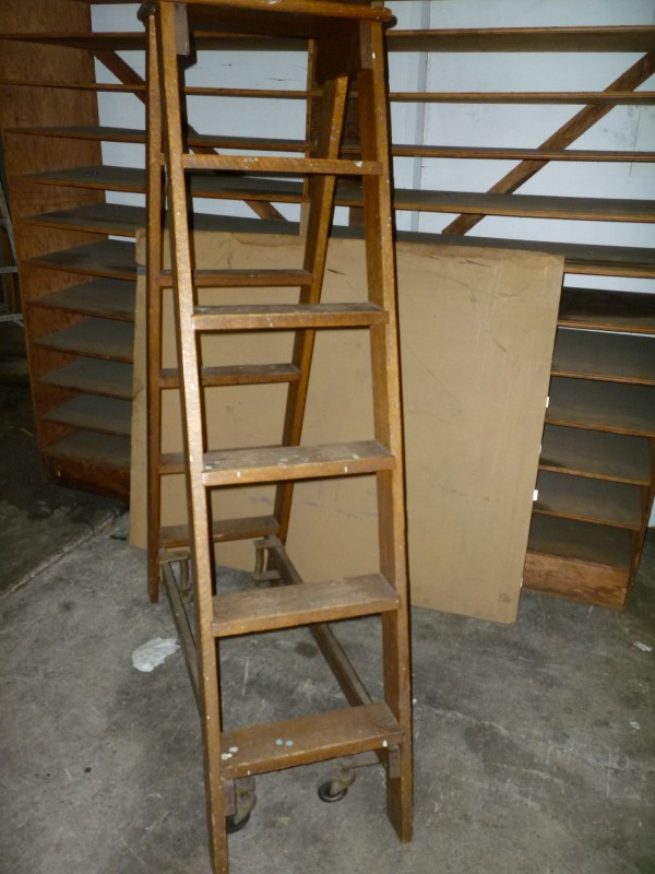 Old Country Store Oak Rolling Ladder « Obnoxious Antiques