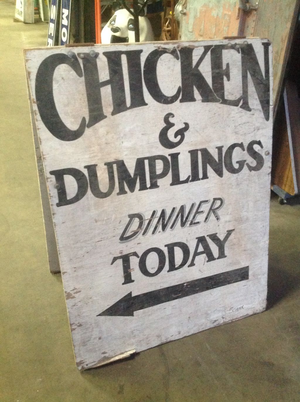 Vintage Chicken And Dumplings Side Walk Sign « Obnoxious Antiques